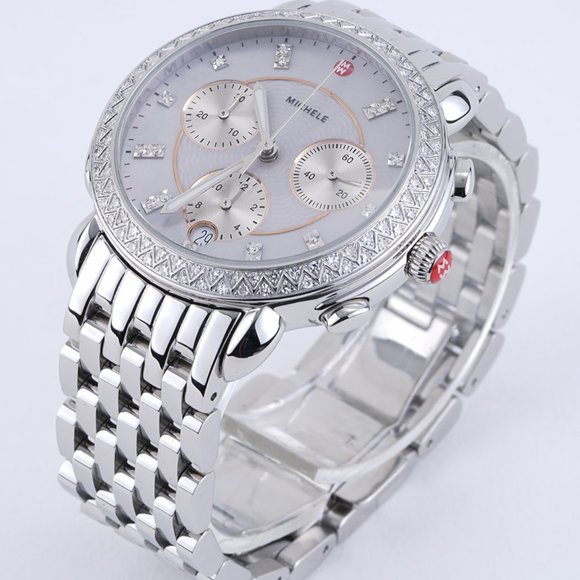 Michele | Accessories | Michele Sidney Diamond Chronograph Mop Diamond ...